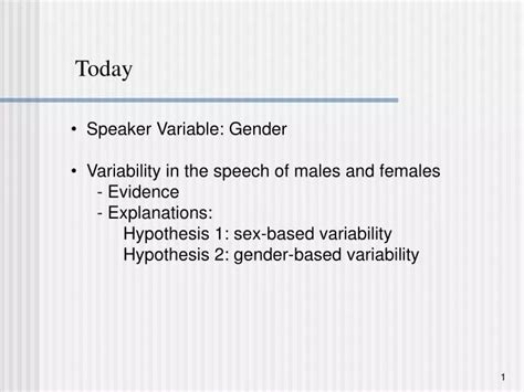 Ppt Speaker Variable Gender Variability In The Speech Of Males And