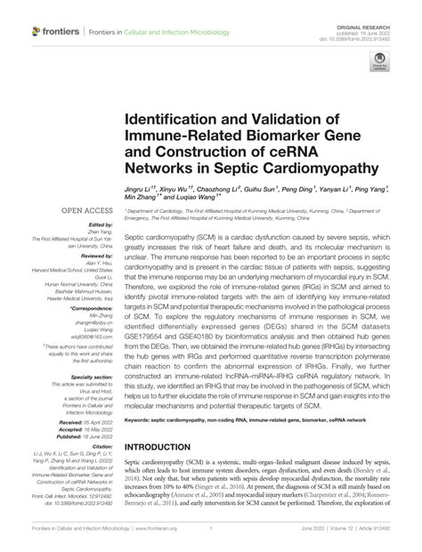 Pdf Identification And Validation Of Immune Related Biomarker Gene