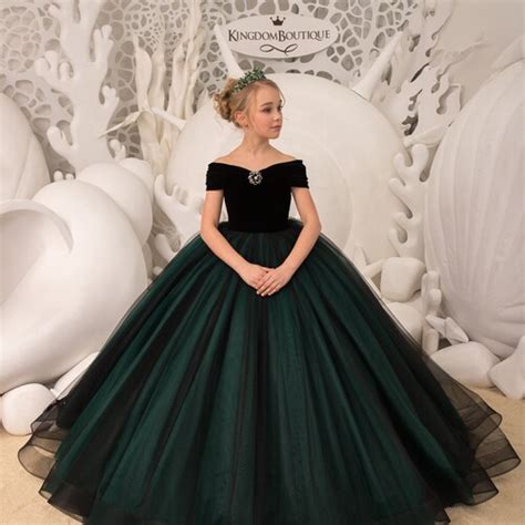 Emerald Green Lace Tulle Formal Flower Girl Dress For Special Etsy
