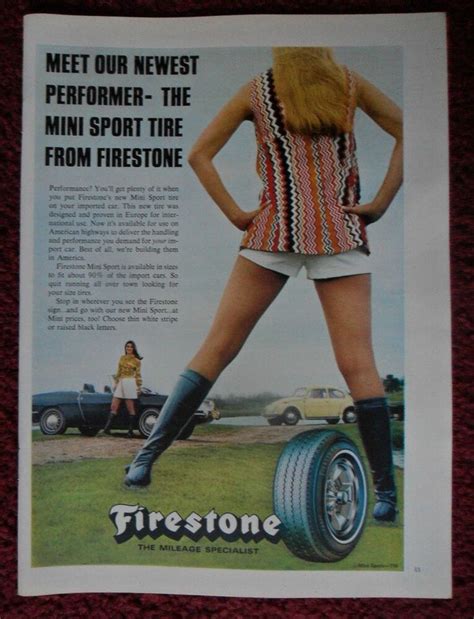1971 Print Ad Firestone Mini Sport Tire ~ Two Pretty Girls Facing Off