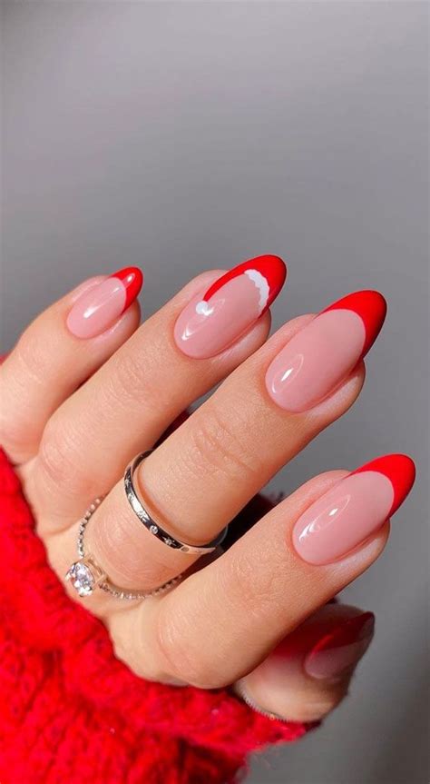 40 Festive Christmas And Holiday Nails 2021 Red French Tip Christmas