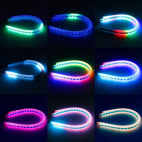 rgb app 60cm slim flexible led drl daytime running strip lights for