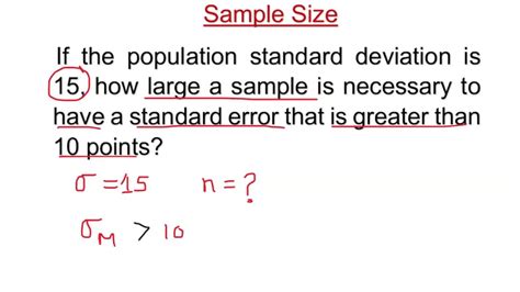 Finding Sample Size Given Standard Deviation And Standard Error Of The
