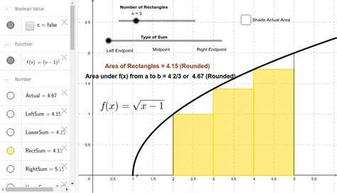 left right and midpoint sum geogebra