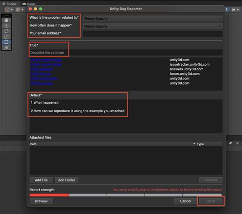 how do i submit a bug report unity
