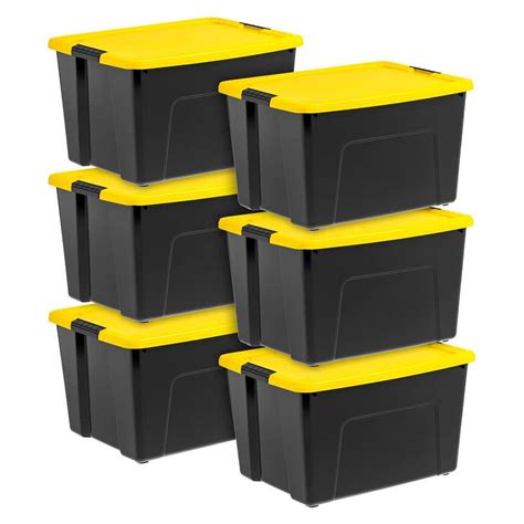 Iris Usa 60 Qt Stackable Storage Bins With Latches Black Yellow 6