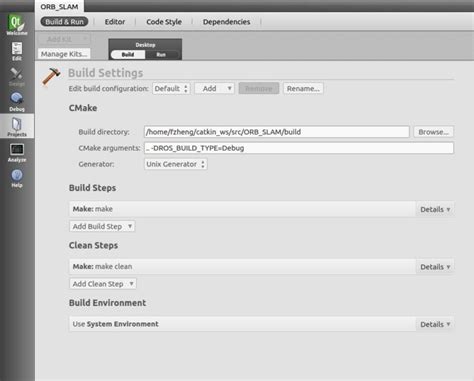 ros build and debug with qt creator