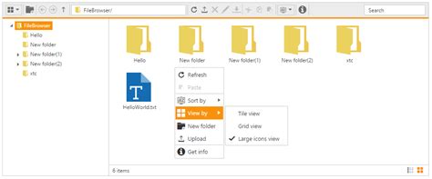 context menu fileexplorer asp mvc syncfusion