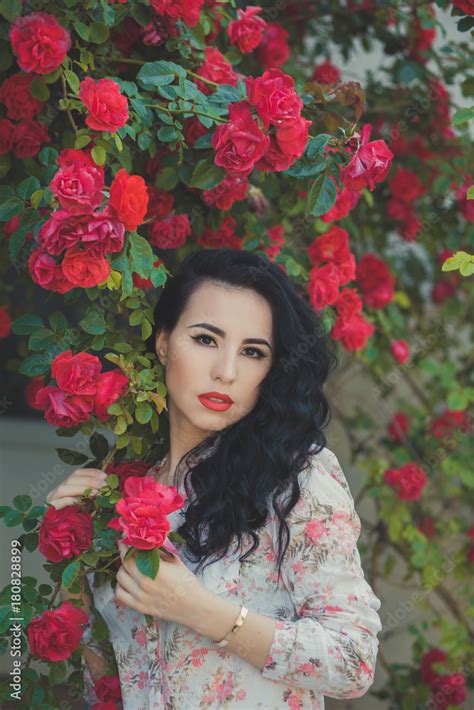 Amazing Mystic Lady Woman With Black Dark Curly Hairs Pink Cheeks Pout