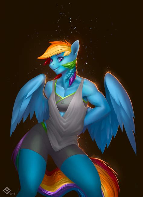 961884 Safe Artist Eosphorite Rainbow Dash Pegasus Anthro Abs
