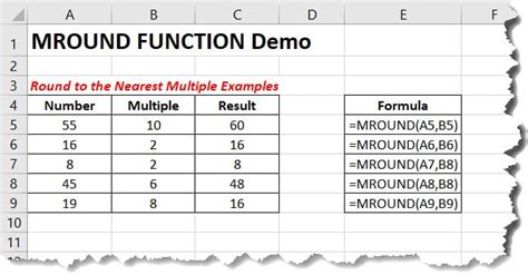 how to use the mround function in excel