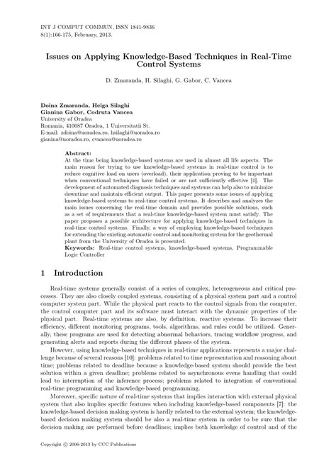 pdf issues on applying knowledge based techniques in real time