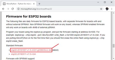 flashing micropython firmware with esptool py on esp32 and esp8266