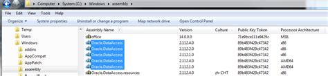 assembly oracle dataaccess dll not shown in explorer although it