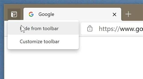 how to show or hide the vertical tabs button in microsoft edge