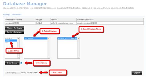 how to use shaw hosting mysql manager