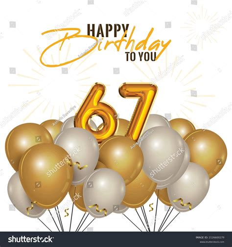 Happy 67th Birthday Greeting Card Vector Stock Vector Royalty Free
