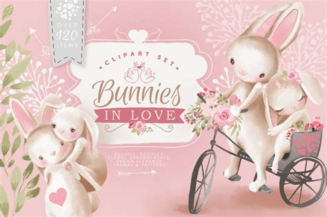 Bunnies In Love Clipart Set By Annas Creations Thehungryjpeg
