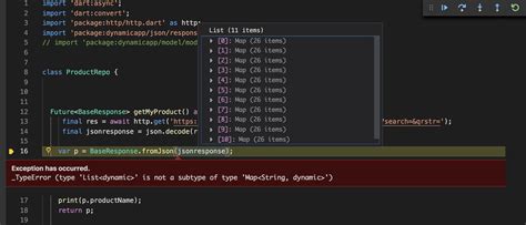 dart flutter typeerror type list is not a subtype