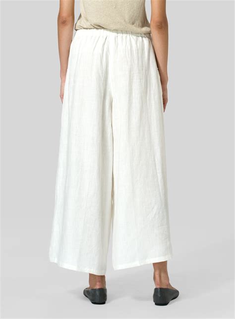 Linen Full Elastic Wide Leg Culottes Plus Size