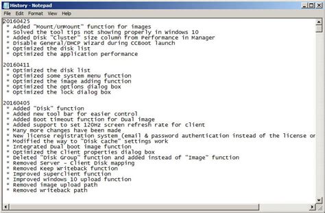 how to view the update log in ccboot history file ccboot v3 0
