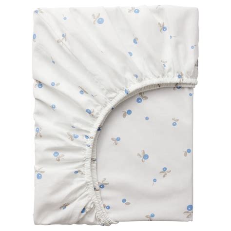RÖdhake Drap Housse Pour Lit Bébé Blanc Motif Myrtilles 60x120 Cm Ikea