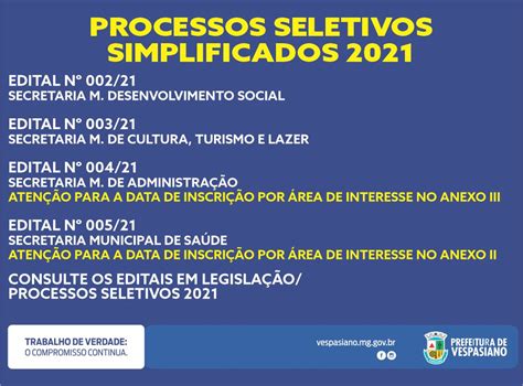 Processos Seletivos 2021 Prefeitura Municipal De Vespasiano