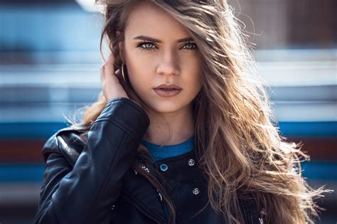 Model Blonde Hoop Earrings Women Outdoors Hazel Eyes Women