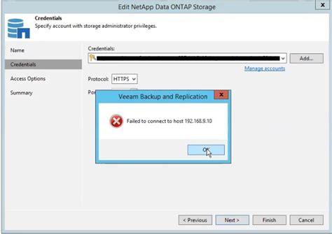 communication issues between ontap and veeam backup netapp knowledge base