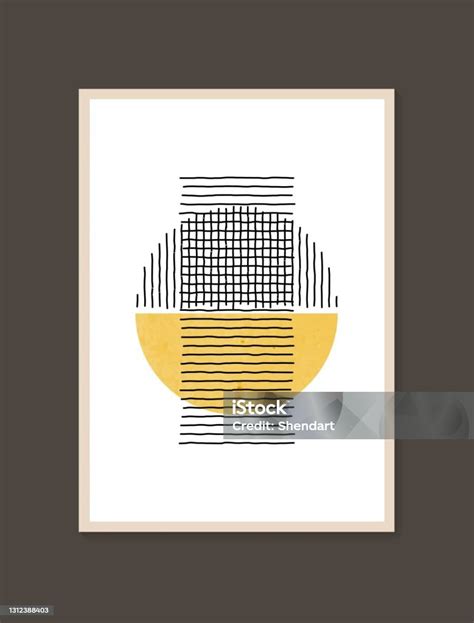Geometris Trendi Estetika Abstrak Minimalis Tangan Digambar Poster