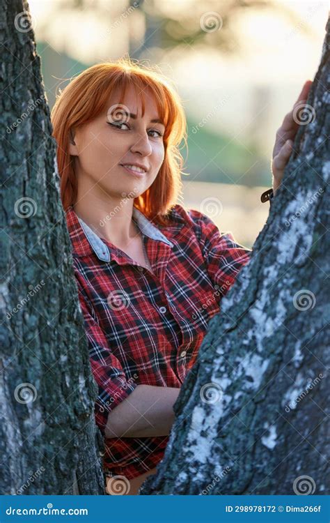 Close Up Portrait Of Sensual Redhead Outdoors Autumn S Warm Embrace