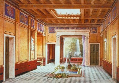 Artistic Re Creation Of An Impluvium Of A Roman House Ancient Roman