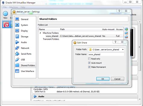 linux vbox debian ubuntu automatically mount shared folder super user