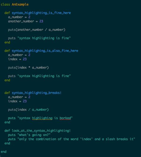 spacemacs division sometimes breaks syntax highlighting in ruby mode