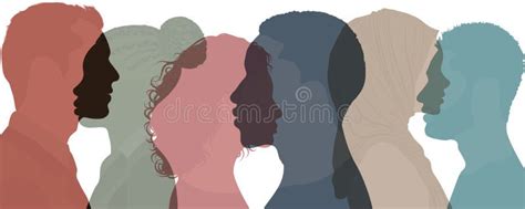 Silhouette Profile Group Of Men And Women Of Diverse Cultures