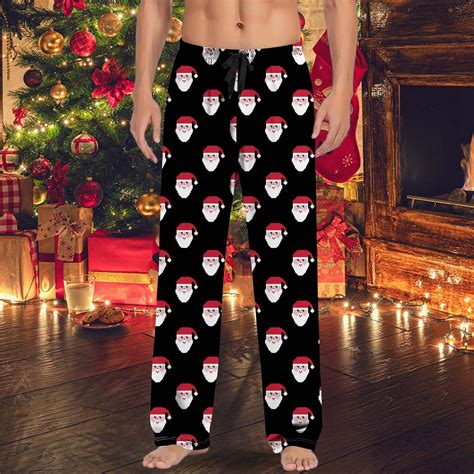 Christmas Mens Casual Pants Pajama Pants With Drawstring And Pockets