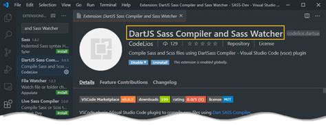 how to setup and use sass in vs code dart sass support live page