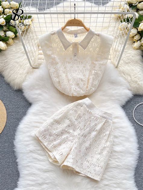 Singreiny Lace Women Set Summer Hollow Out Fashion 2022 Elegant Lapel