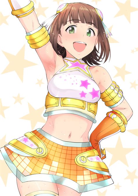 Safebooru 1girl D Amami Haruka Arm Strap Arm Up Armpits Bangs Brown