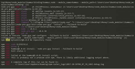 node js hummus module causing npm install to fail