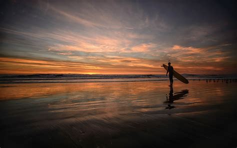 Wallpaper Sunlight Sunset Sea Shore Reflection Sky Beach
