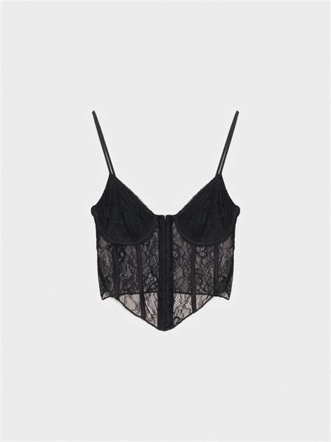 Crop Top Corsé De Encaje Tops Y Bodies Mujer Inside