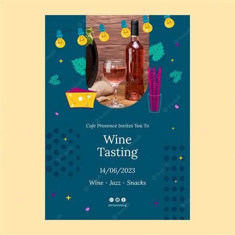 Modelo De Cartaz Vertical De Degustação De Vinhos E Vinha Vetor Premium
