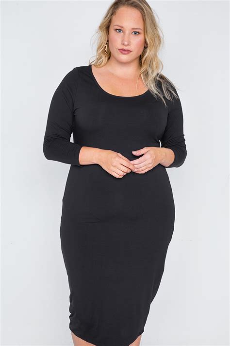 Plus Size Basic Bodycon Midi Dress Midi Dress Bodycon Plus Size
