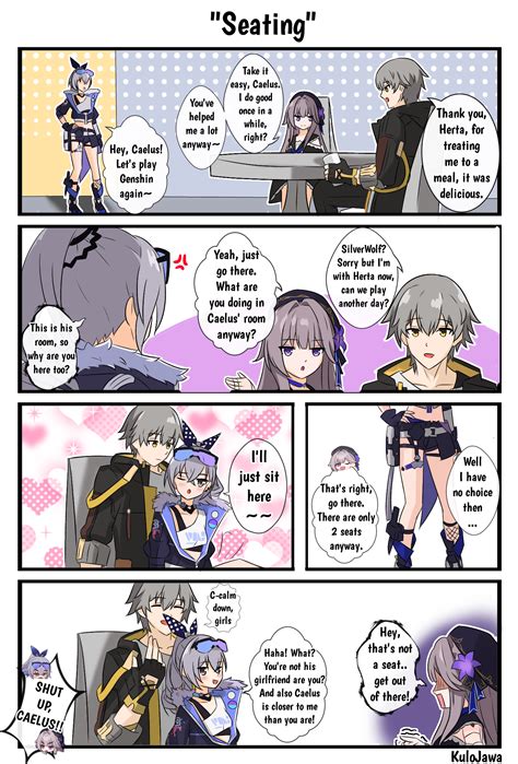 Trailblazer Silver Wolf Caelus And Herta Honkai And 1 More Drawn
