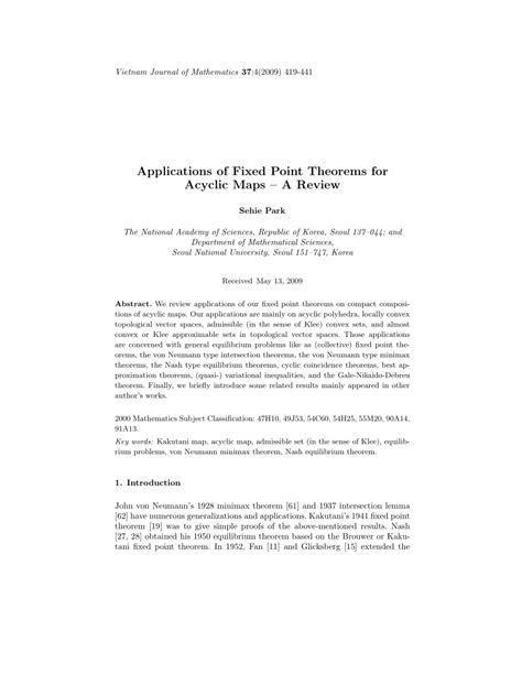 pdf applications of fixed point theorems for acyclic maps a review