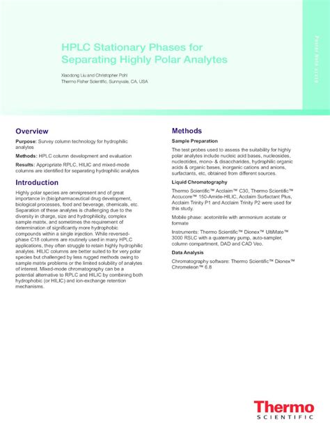 Pdf Hplc Stationary Phases For Separating Highly Polar Analytestools