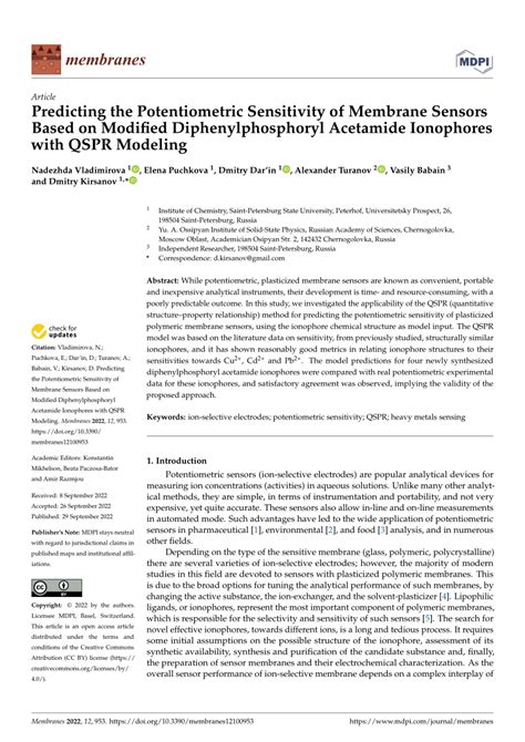 Pdf Predicting The Potentiometric Sensitivity Of Membrane Sensors