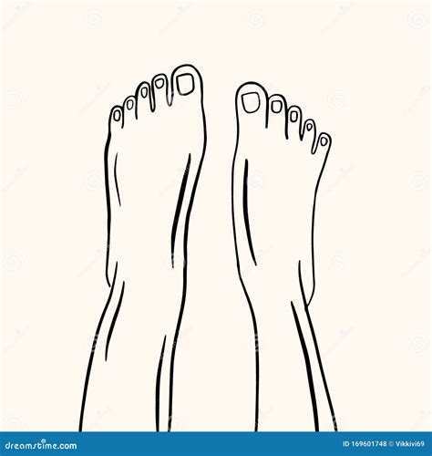 Bare Feet Vector Linear Illustration Stock Illustration Illustration
