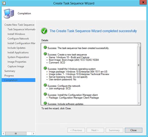 windows 10 deployment create sccm windows 10 build and capture task